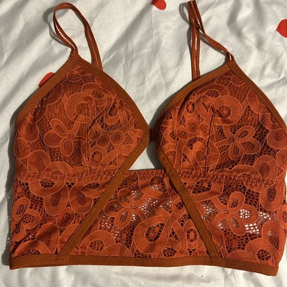 Gilly Hicks | Tops | Burnt Orange Lace Bralette Top | Poshmark